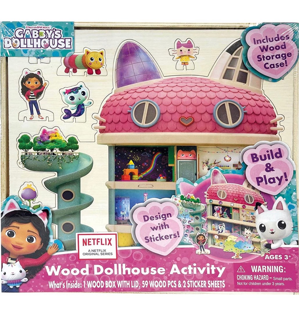 Gabby's Dollhouse: Wood Dollhouse Activity - Building & Decorating Set ...