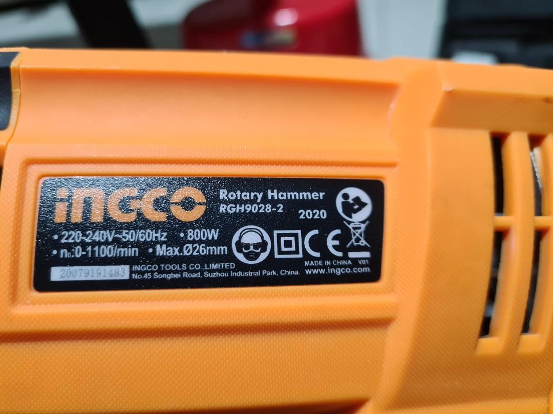 INGCO 800W ROTARY HAMMER DRILL RGH9028-2, Furniture & Home Living, Home ...
