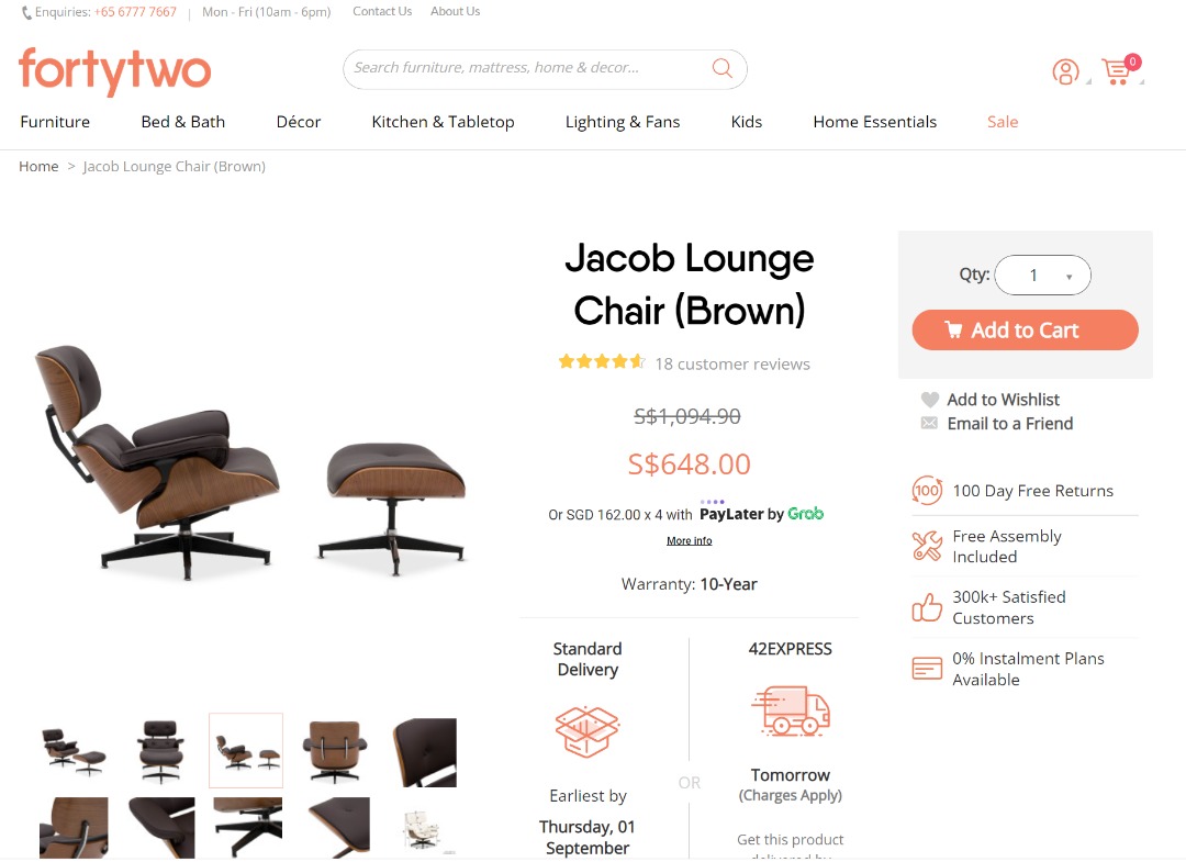 Jacob Lounge Chair (Brown), Furniture & Home Living, Furniture, Chairs ...