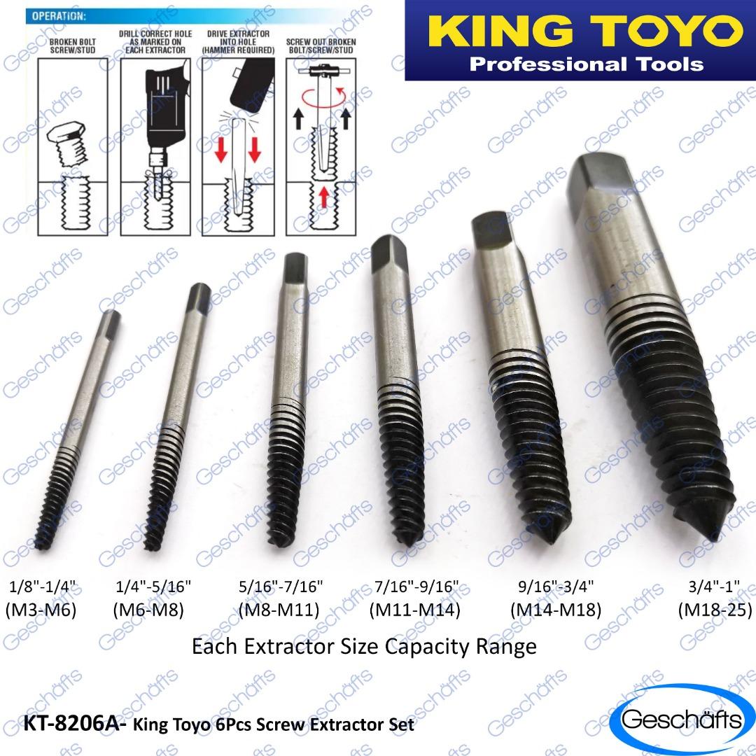 King Toyo Screw Extractor 6pcs Set, Furniture & Home Living, Home ...
