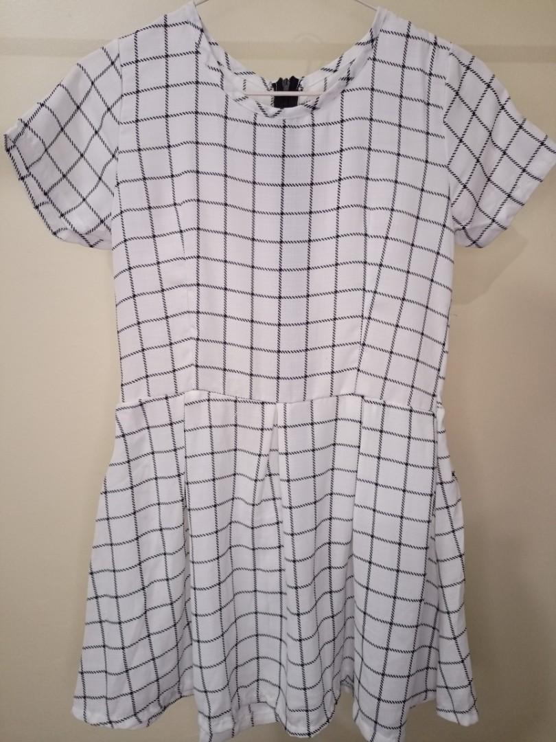 Korean square pattern dress, Women's Fashion, Dresses & Sets, Dresses ...