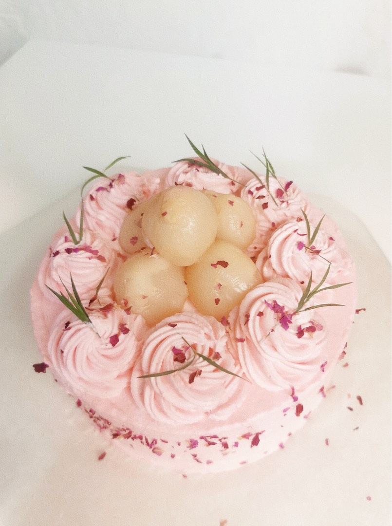 Lychee Rosy Cream Cake, Food & Drinks, Homemade Bakes on Carousell