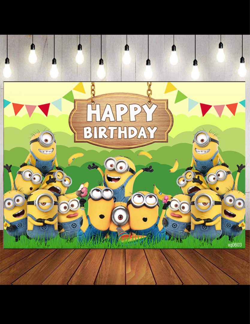 Minions Backdrop For Background Birthday Party Decor, Hobbies & Toys ...