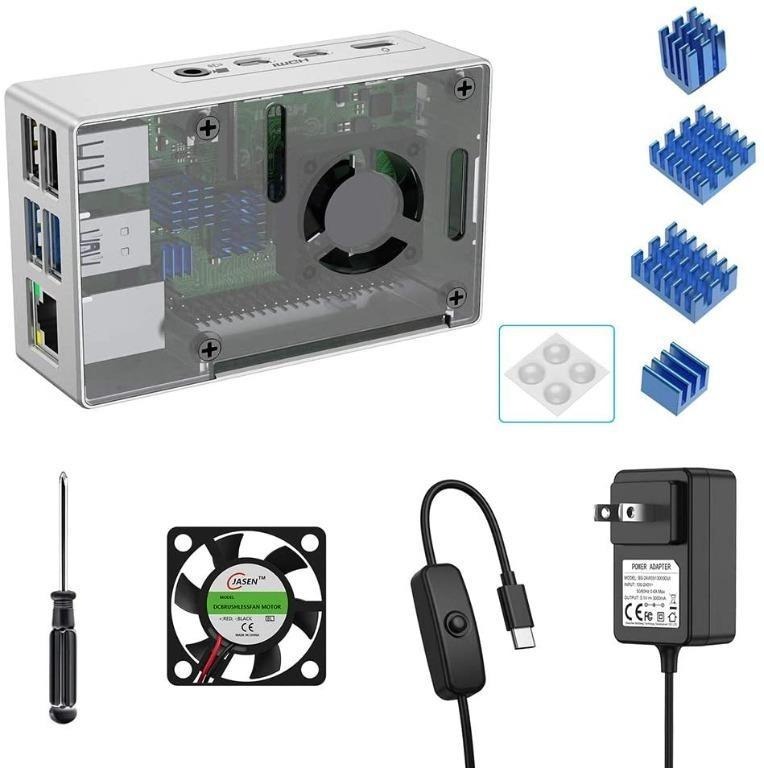 Newding Case for Raspberry Pi 4 Model B with Fan and Power Supply, 1 ...