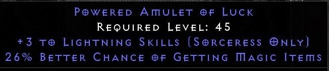(Non-Ladder) 3 to Lightning Skill Amulet with 26% MF(Magic Find)! D2R ...