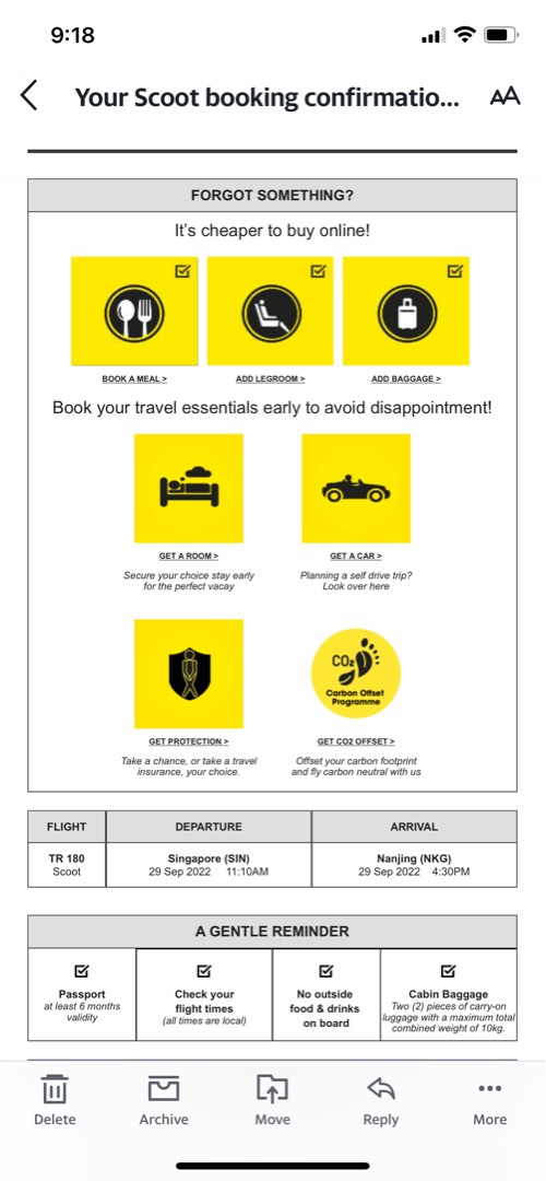 One-way ticket Flyscoot Scoot direct flight from Singapore to Nanjing ...