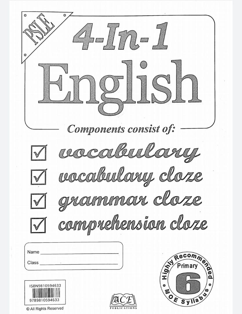 [PDF Soft Copy] 2 books: PSLE Primary 6 - 4 in 1 English (Vocabulary, Cloze) & PSLE P6 Grammar ...