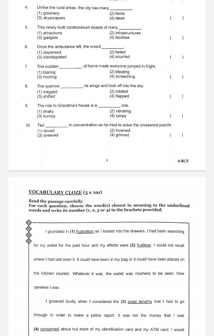 [PDF Soft Copy] 2 books: PSLE Primary 6 - 4 in 1 English (Vocabulary, Cloze) & PSLE P6 Grammar ...