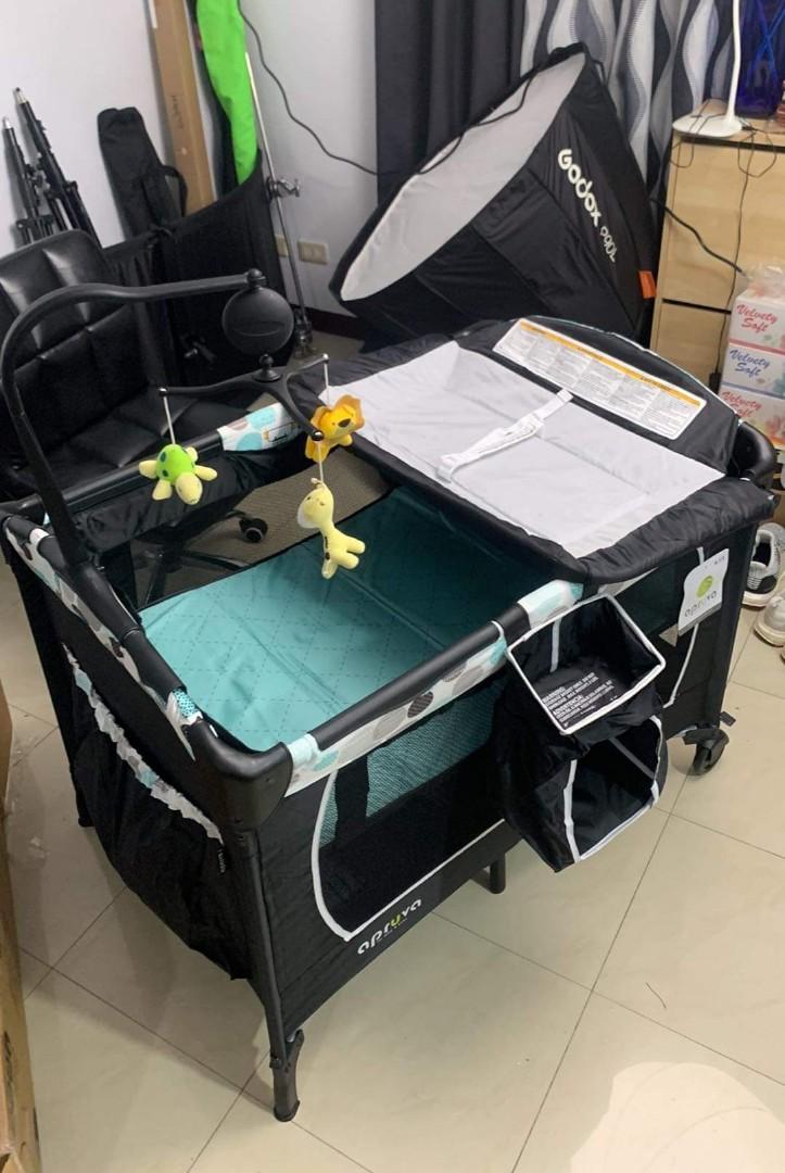 Playpen and Crib with Diaper Changing Deck, Middle Deck and Rocking ...