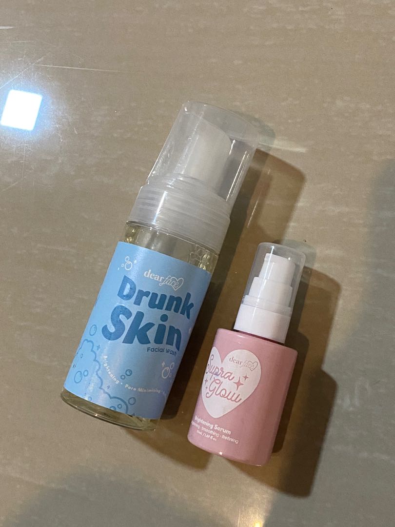 Pre-loved Dear Face Drunk Skin and Supra Glow Set, Beauty & Personal ...