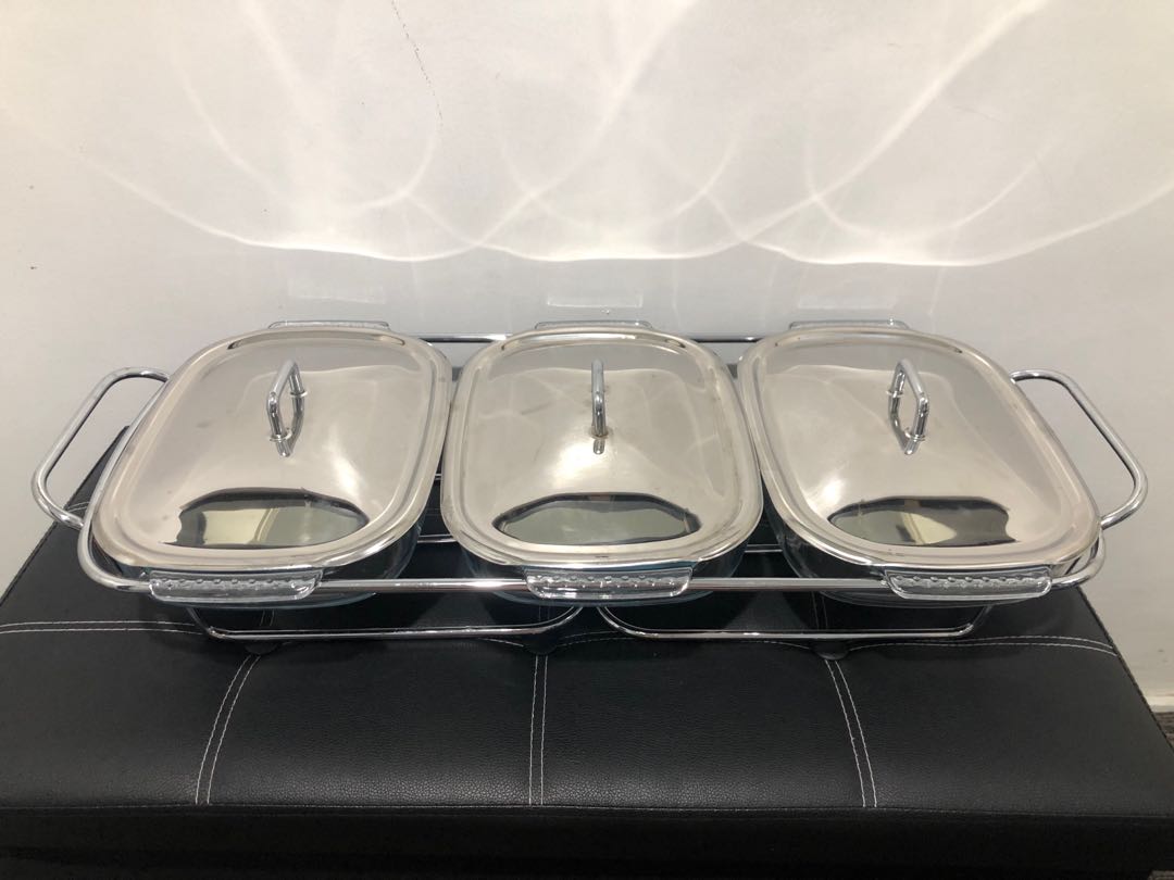 Pyrex Food Warmer 3x1.5L, Furniture & Home Living, Kitchenware ...