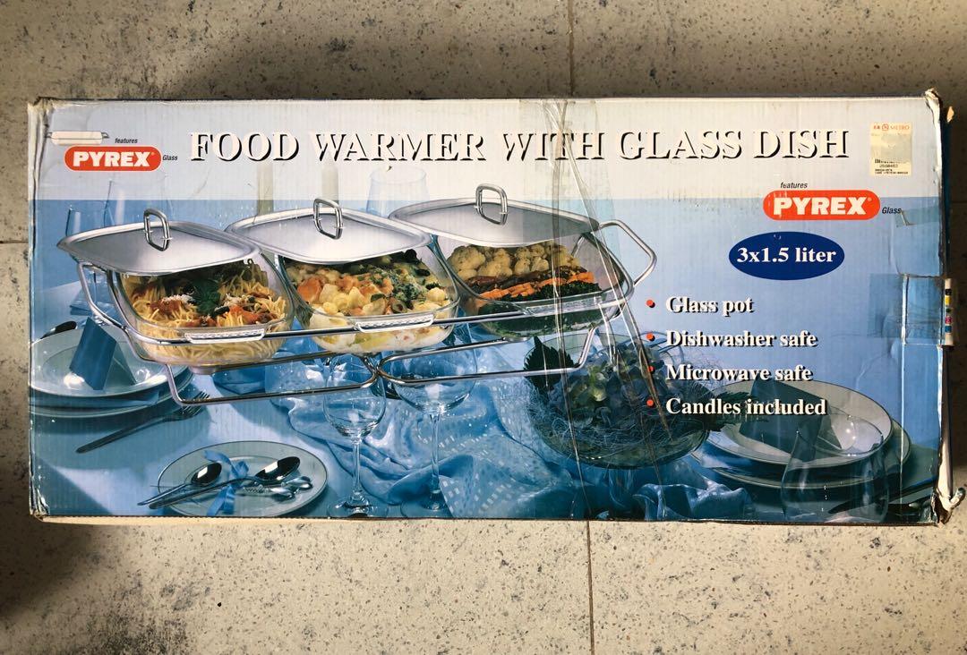 Pyrex Food Warmer 3x1.5L, Furniture & Home Living, Kitchenware ...