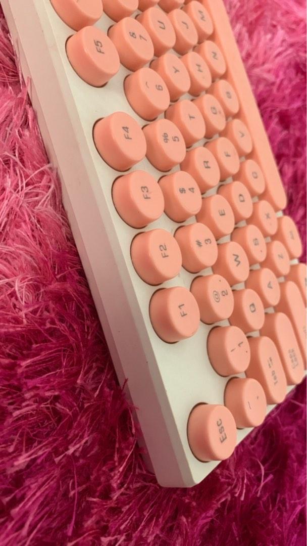 Retro Round Keycaps Desktop Laptop Keyboard With Wire Computers And Tech Parts And Accessories