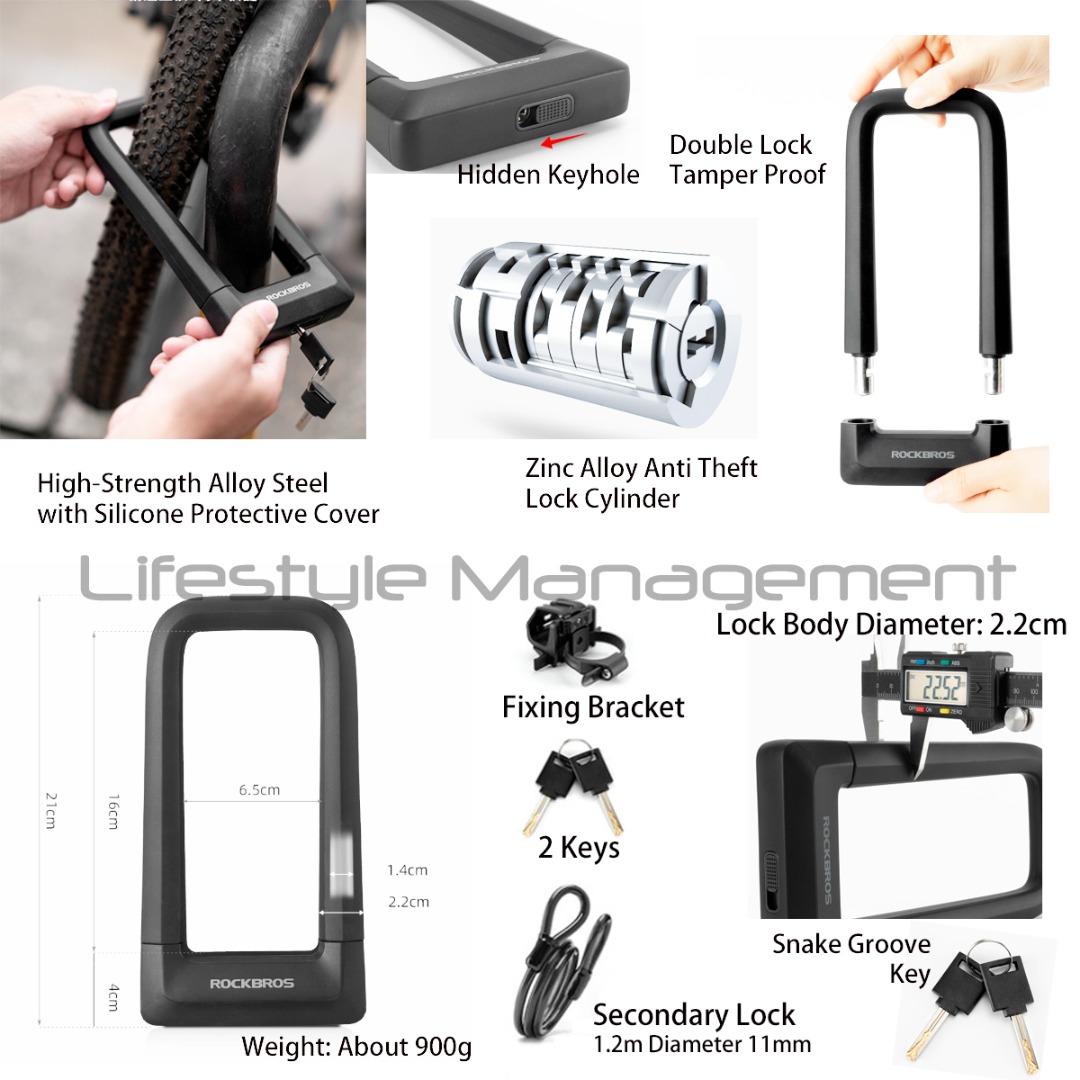 ROCKBROS Bike Lock U Shape Rockbros Bicycle Motorcycle Lock Anti ...