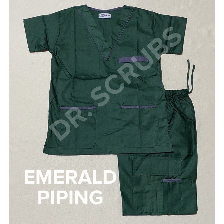 Scrub Suit Emerald Green Piping, Women's Fashion, Dresses & Sets, Sets ...