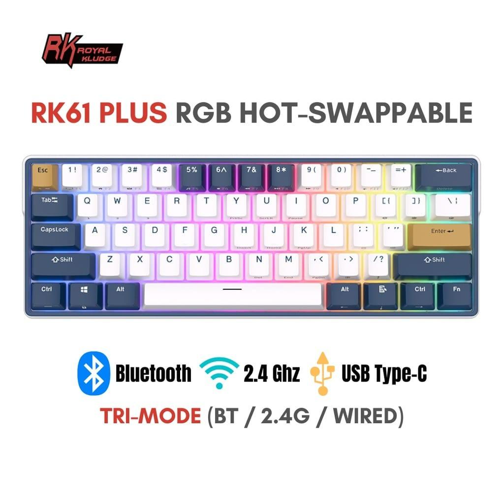 【SG】 Royal Kludge RK61 Plus Hot Swappable Bluetooth Wireless RGB Mechanical Gaming Keyboard - 61 ...