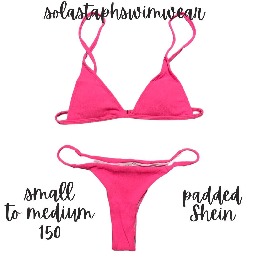 Shein Hot Pink Triangle bikini, Women's Fashion, Swimwear, Bikinis ...