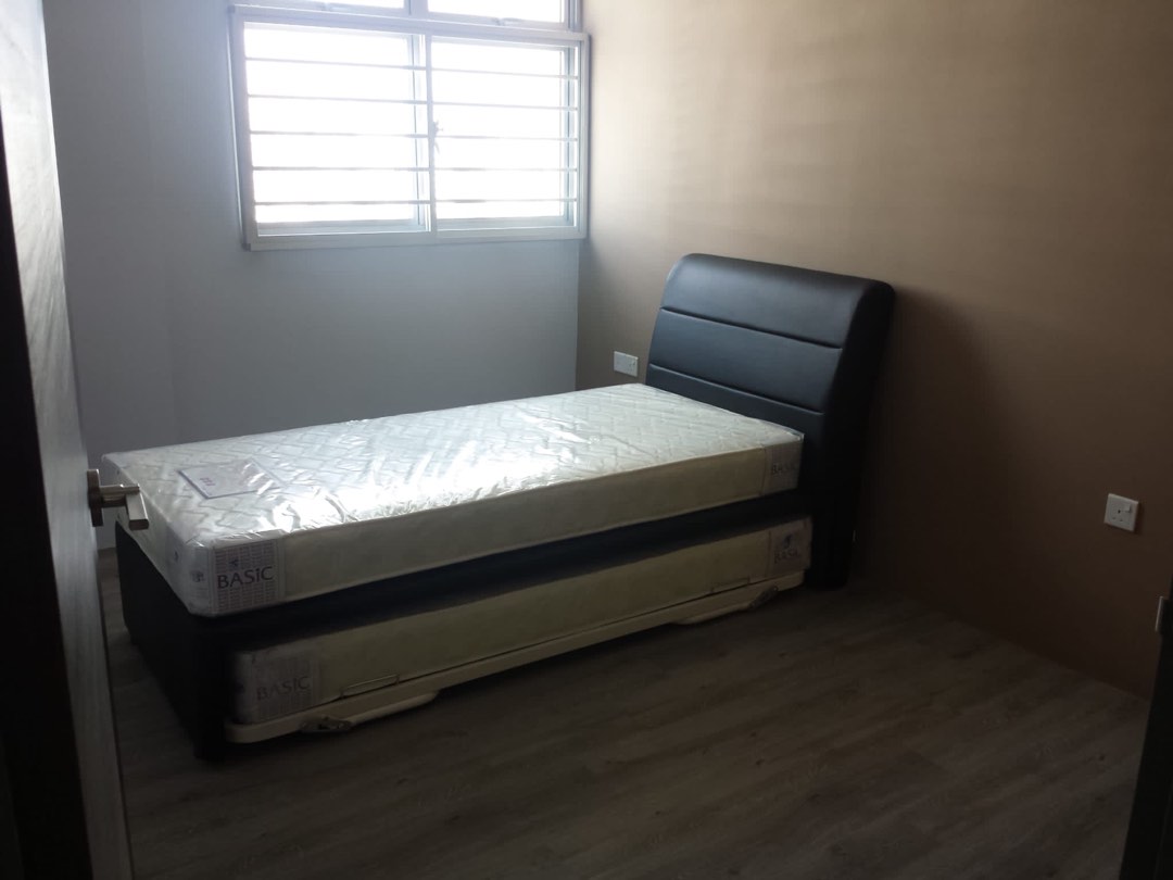 Single Size Bed Frame Only with pull out, Furniture & Home Living ...