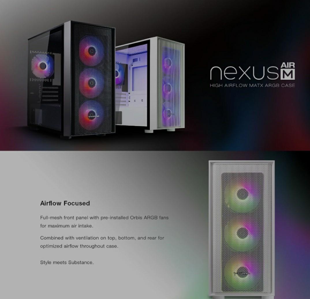 Tecware Nexus Air M TG ARGB Mirco ATX casing white, Computers & Tech ...