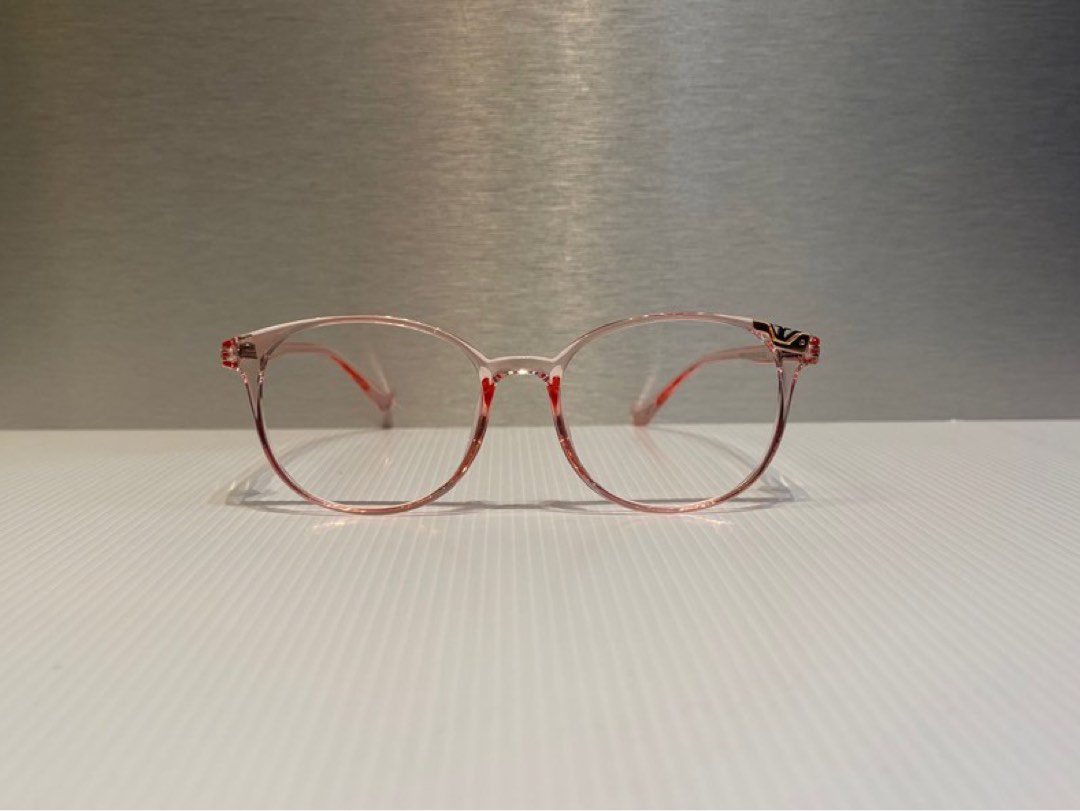 Translucent clear pink prescription glasses, Women's Fashion, Watches ...