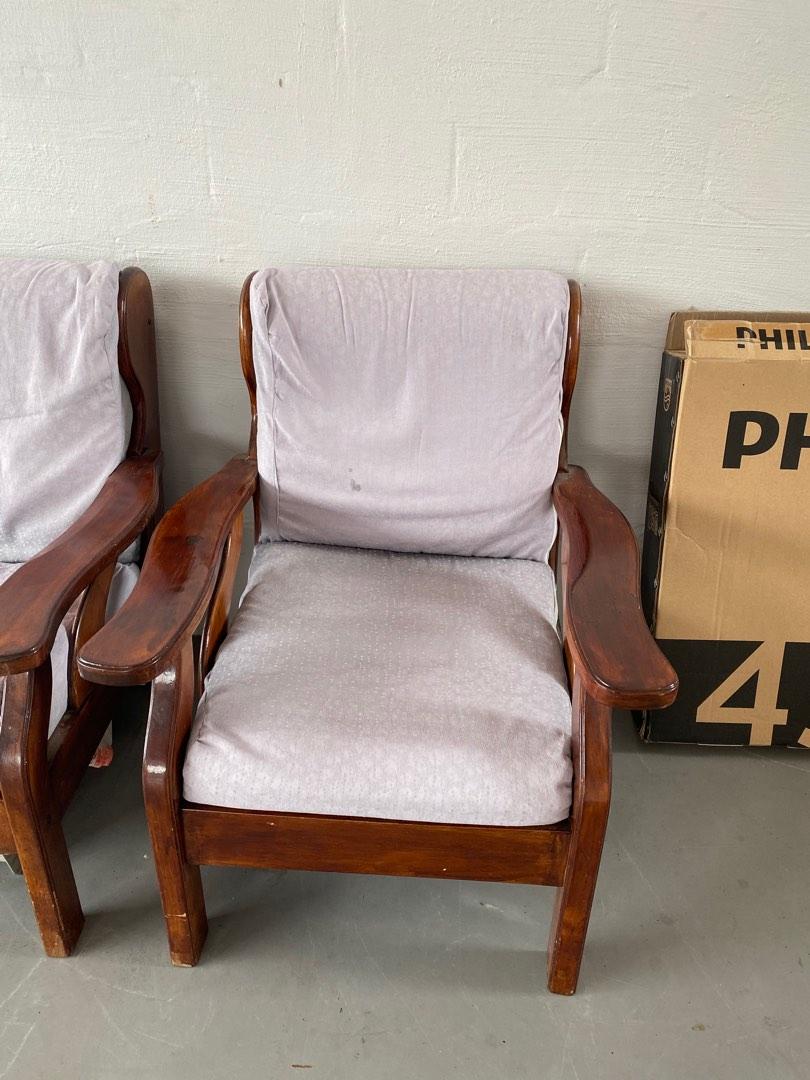 Vintage solid wood sofa set from 80s, Furniture & Home Living ...