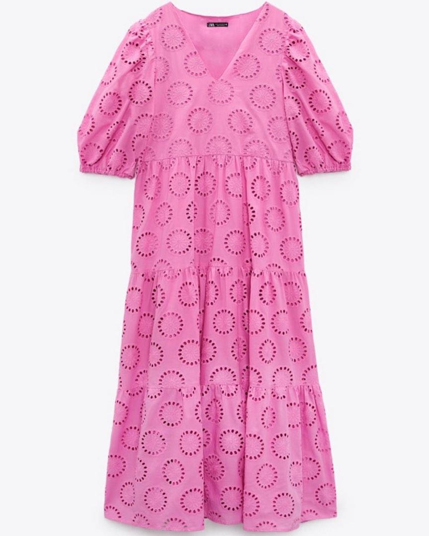 ZARA DRESS WITH CUTWORK EMBROIDERY, Women's Fashion, Dresses & Sets ...
