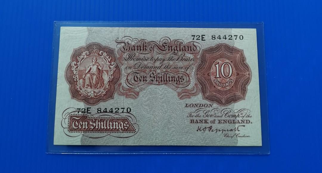 1948 England 10 Shillings Series A Britannia old bank note World ...