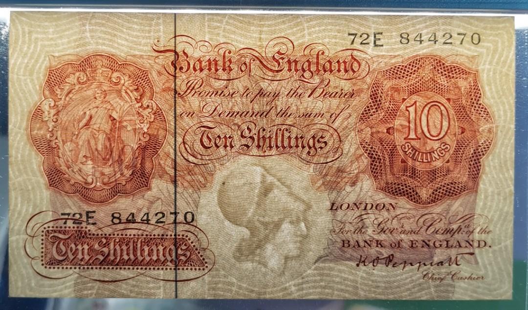 1948 England 10 Shillings Series A Britannia old bank note World ...