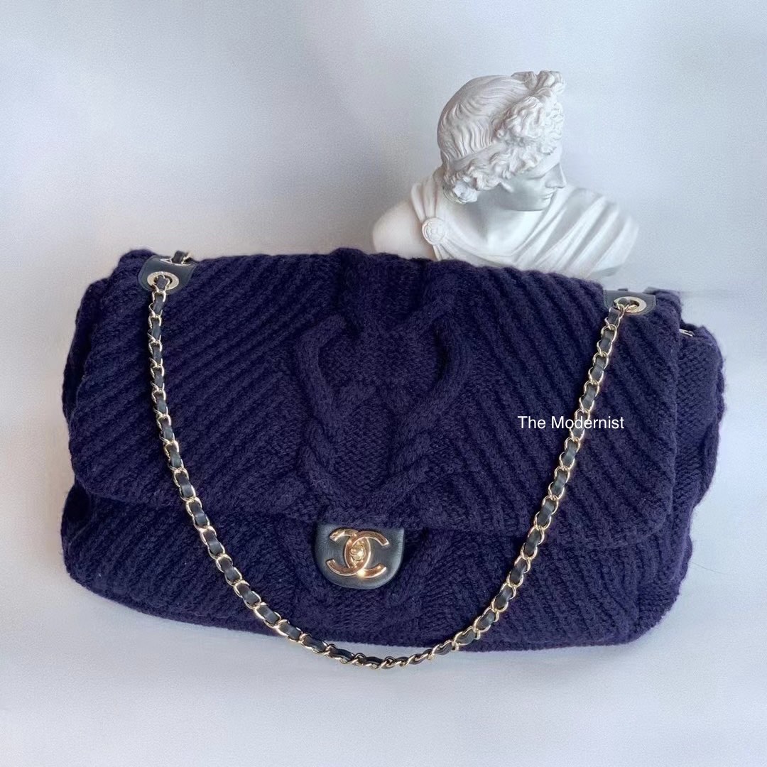Authentic Chanel Crochet Yarn Large Flap Bag, Luxury, Bags & Wallets on ...