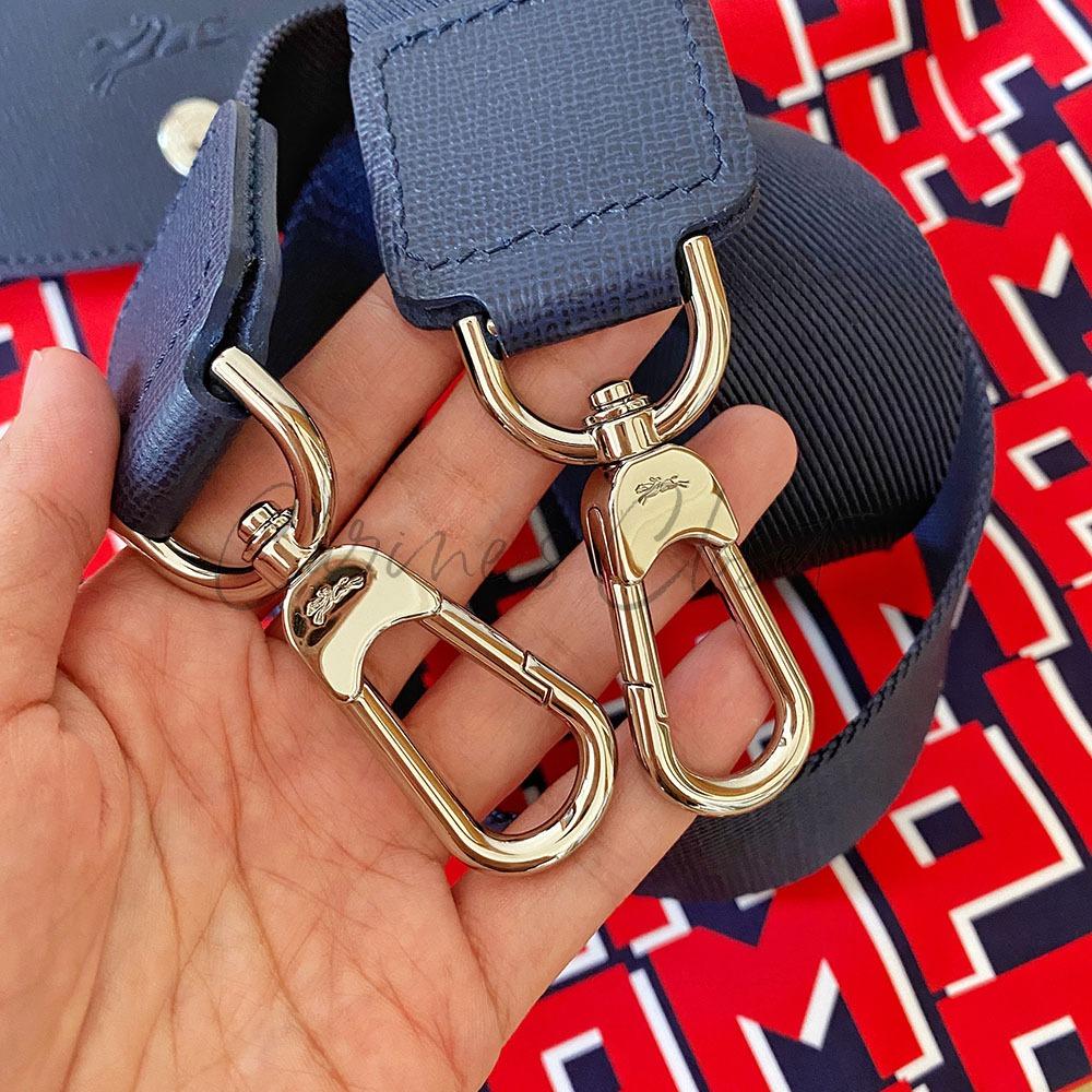 Authentic LONGCHAMP Navy Blue Red Le Pliage LGP Medium Crossbody Bag ...