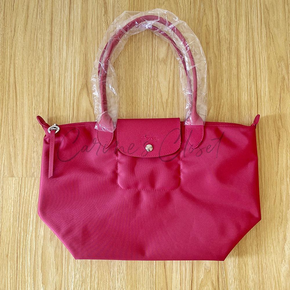 Authentic LONGCHAMP Raspberry Pink Le Pliage Neo Small Long Handle ...