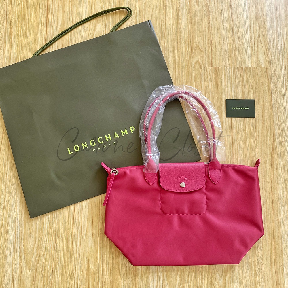Authentic LONGCHAMP Raspberry Pink Le Pliage Neo Small Long Handle ...