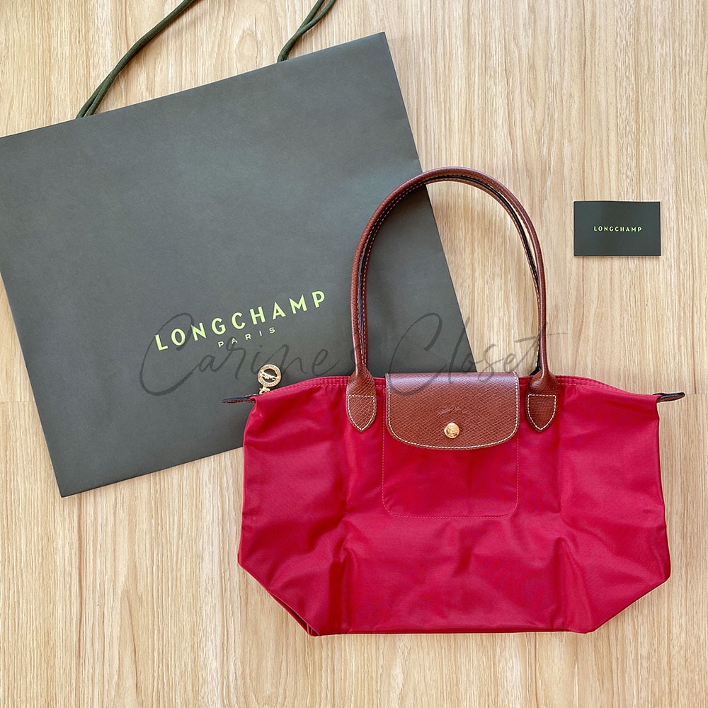 SALE Authentic LONGCHAMP Red Le Pliage Original Small Long Handle ...