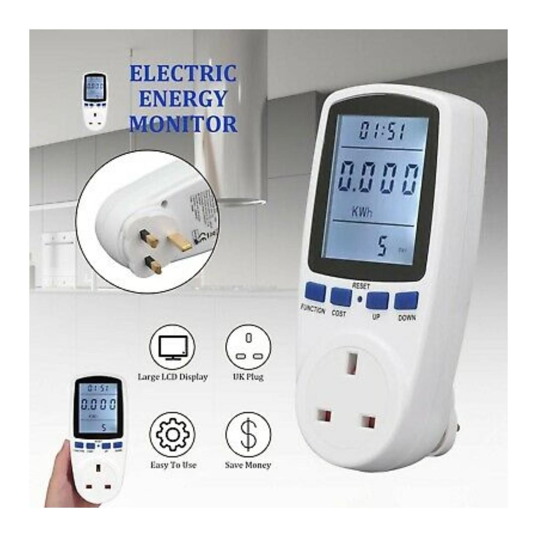 BNIB UK Plug Power Meter AC 230V~250V 13A Max UK Switch Energy Plug ...