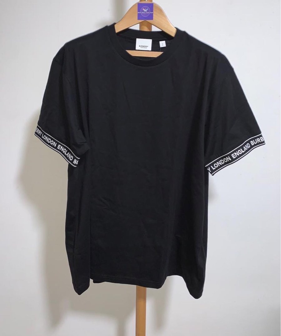 BURBERRY TESLOW TAPE BLACK TEE, Men's Fashion, Tops & Sets, Tshirts ...