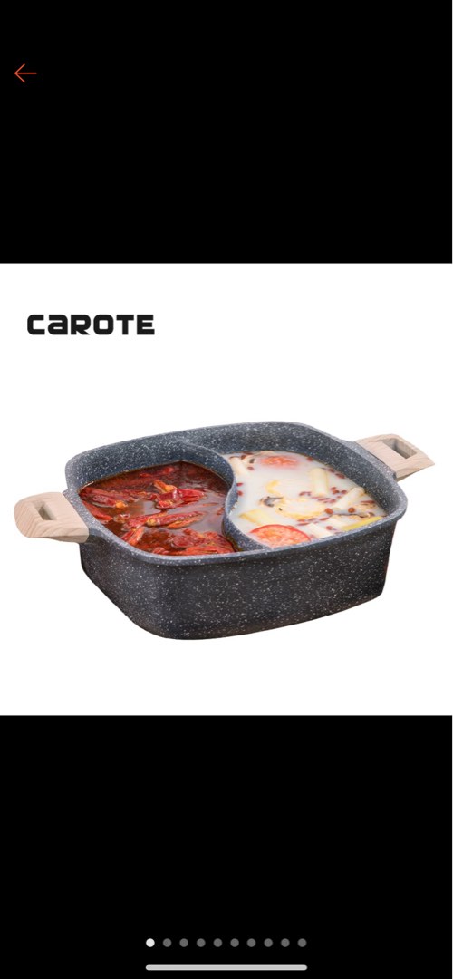 Carote Essential Woody Non Stick Hot Pot with Divider, Furniture & Home ...