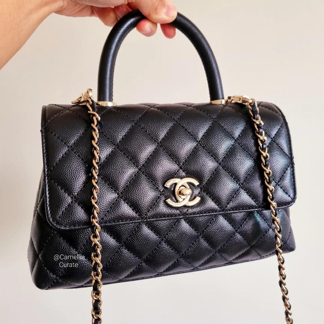Chanel Coco Handle Small Black Caviar Gold Hardware, Luxury, Bags ...