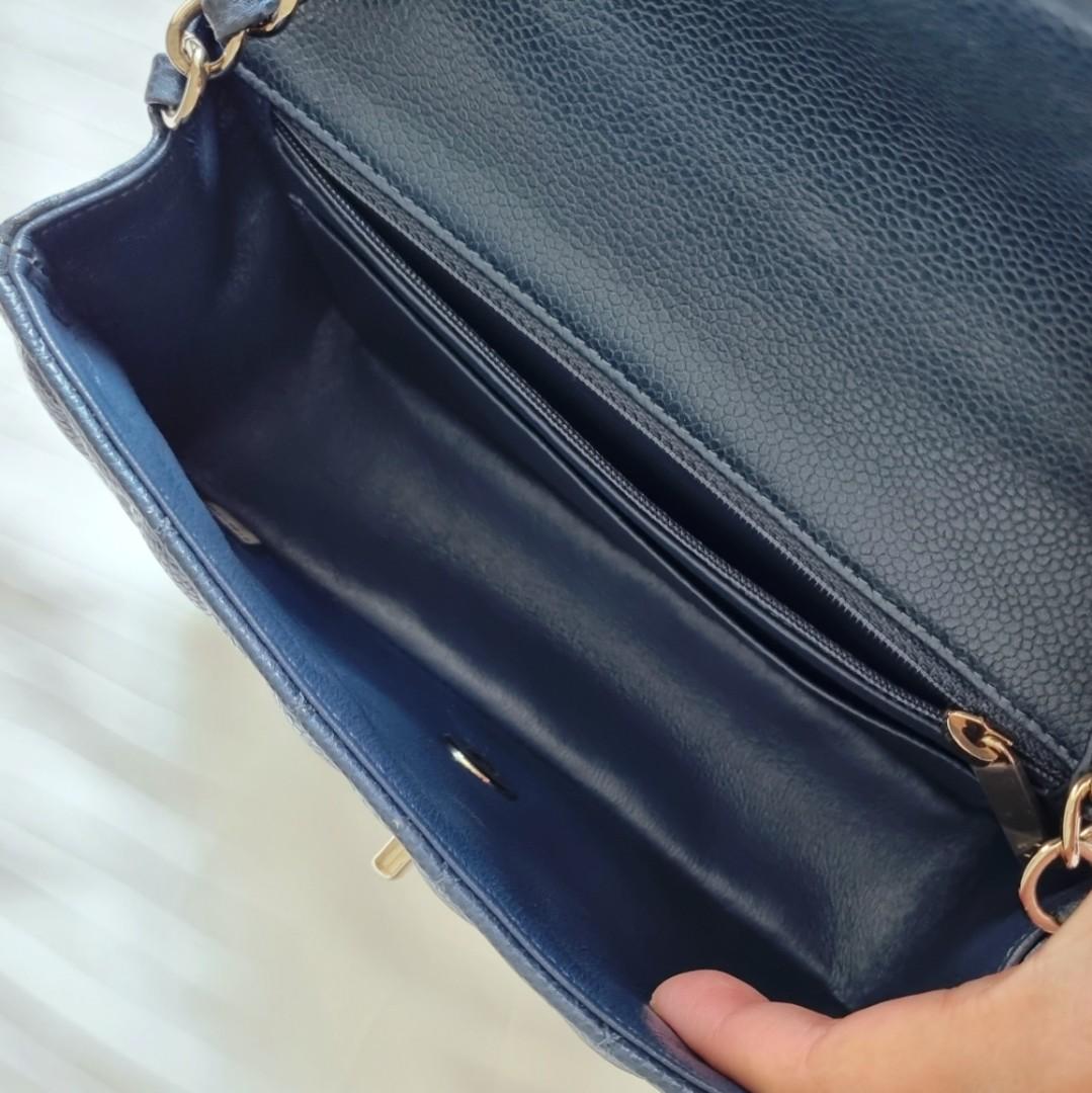 Chanel Mini Caviar Rectangle Navy Gold Hardware, Luxury, Bags & Wallets ...