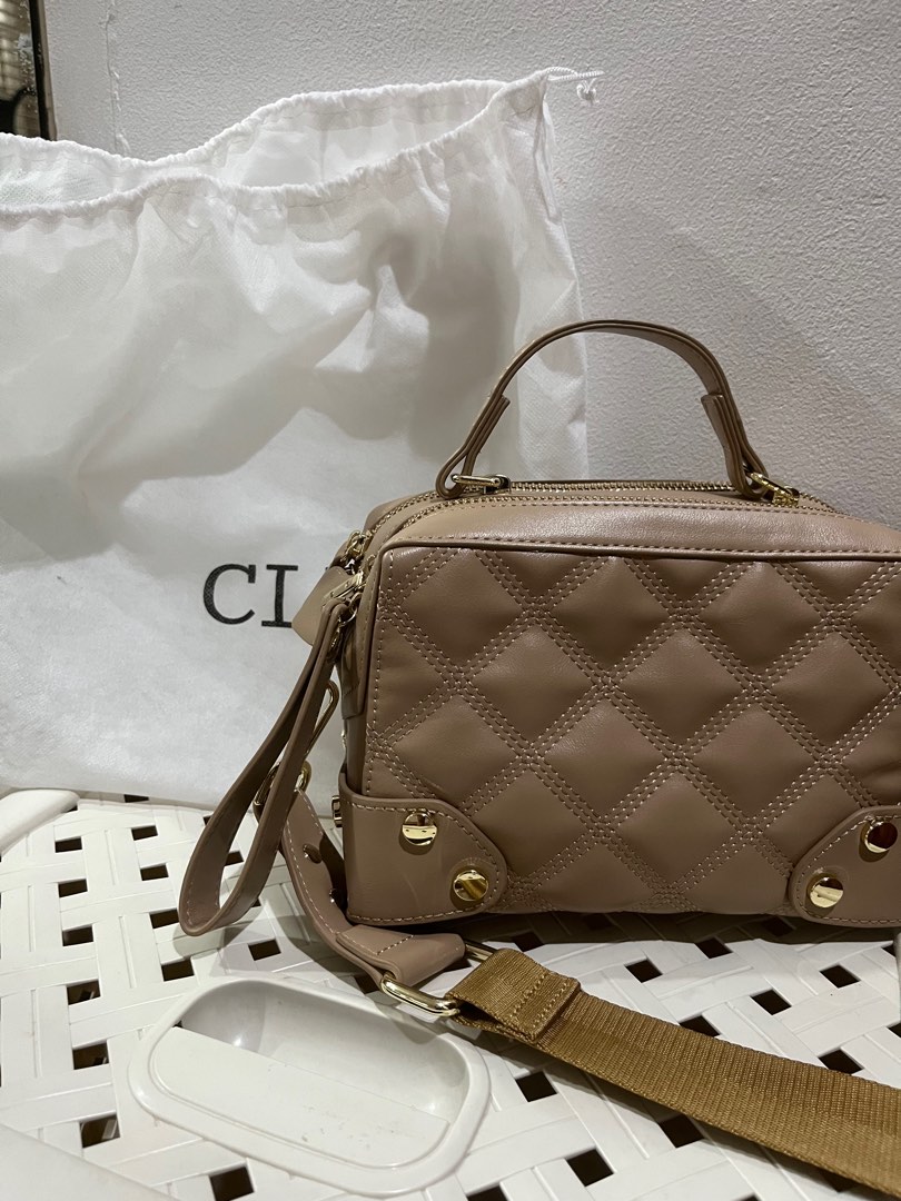 CLN Beige Quilted Design Cross Body Bag, Women's Fashion, Bags ...