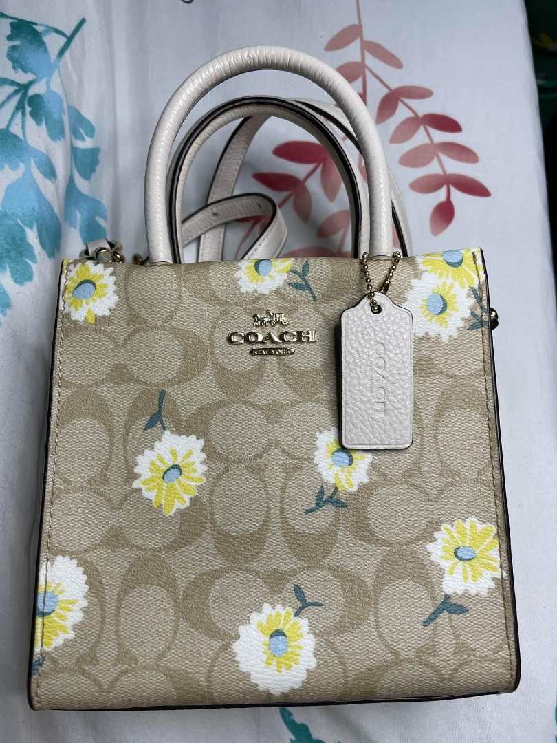 Coach Mini Cally Crossbody In Signature Canvas With Daisy Print, Men's ...