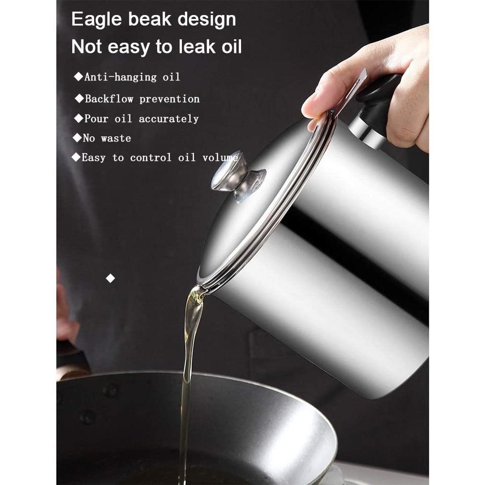 Cooking Oil Storage,1.2L 304 Stainless Steel, 0.4mm Can Filter and ...