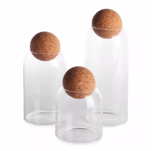 Cork Ball Food Storage Lid Container with Wood Lid Ball Shape ...