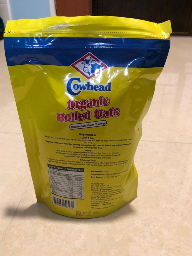 Cowhead Organic Rolled Oats x 6, Food & Drinks, Packaged & Instant Food ...