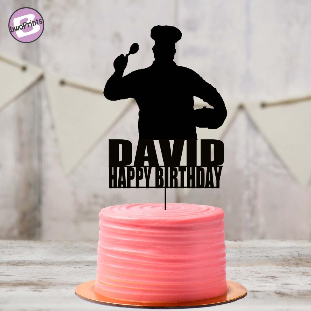 Custom made Cake Topper Chef Birthday Topper Cupcake Banner Gift Label ...