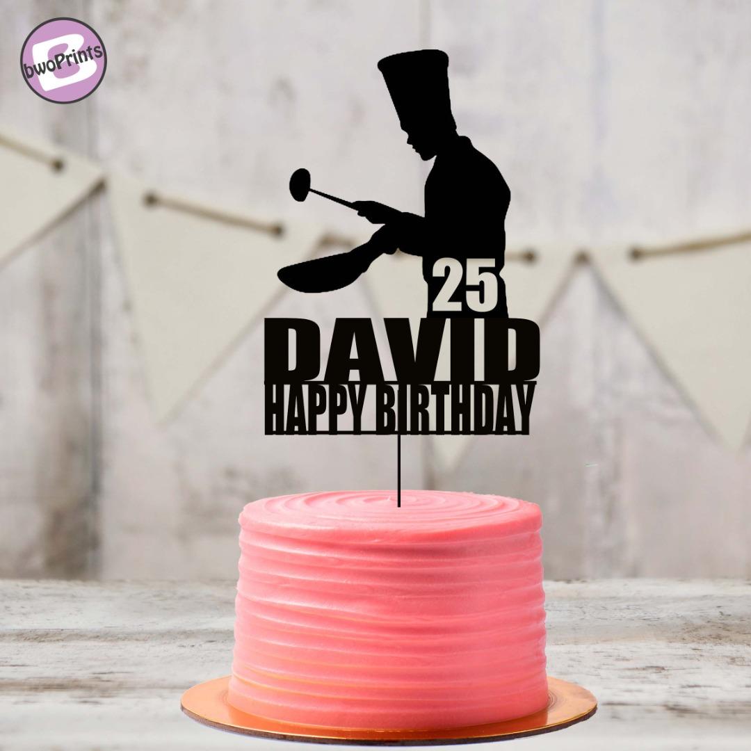 Custom made Cake Topper Chef Birthday Topper Cupcake Banner Gift Label ...