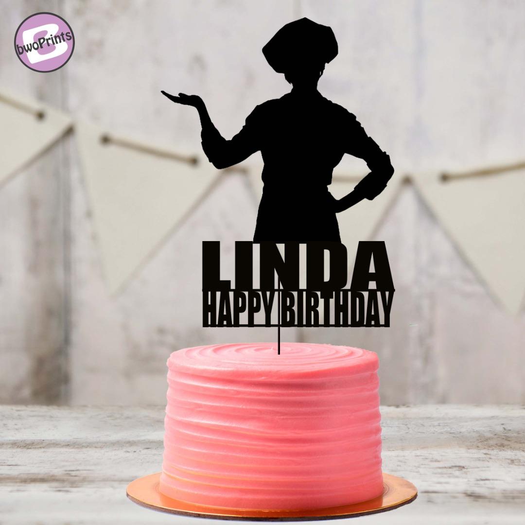 Custom made Cake Topper Chef Birthday Topper Cupcake Banner Gift Label ...