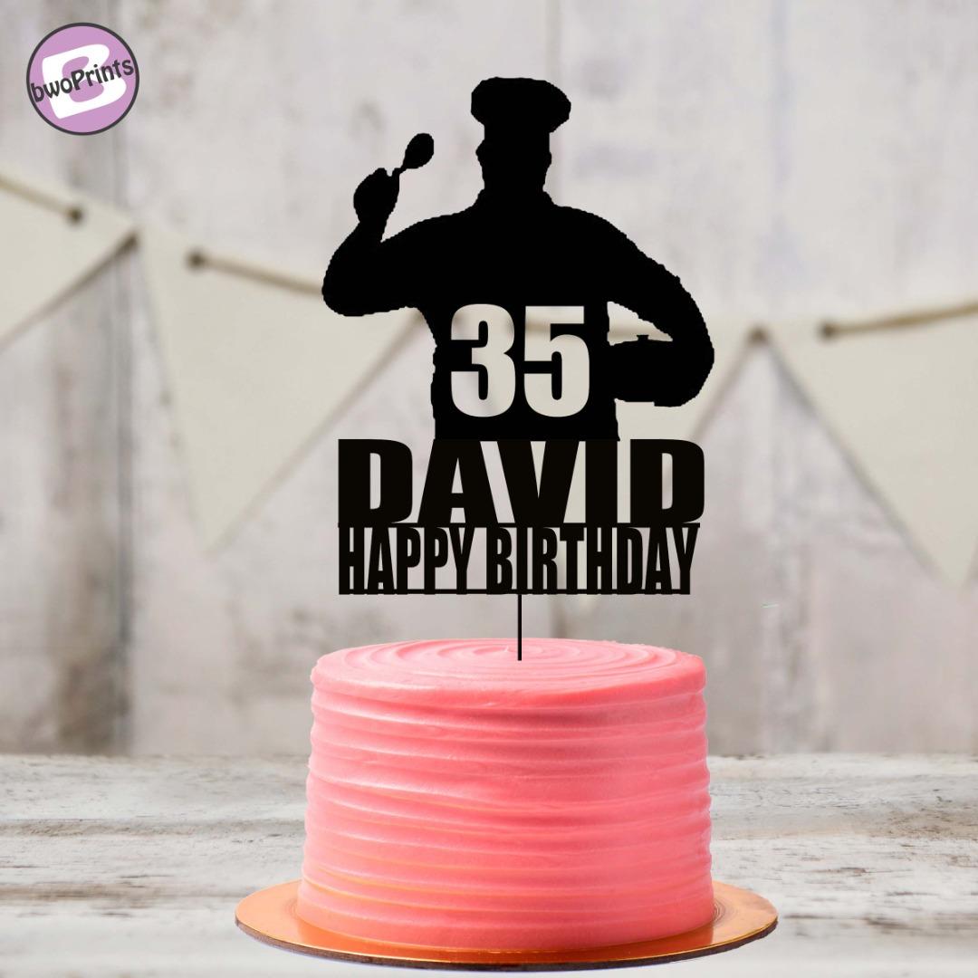 Custom made Cake Topper Chef Birthday Topper Cupcake Banner Gift Label ...