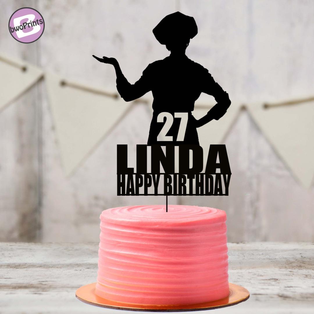 Custom made Cake Topper Chef Birthday Topper Cupcake Banner Gift Label ...