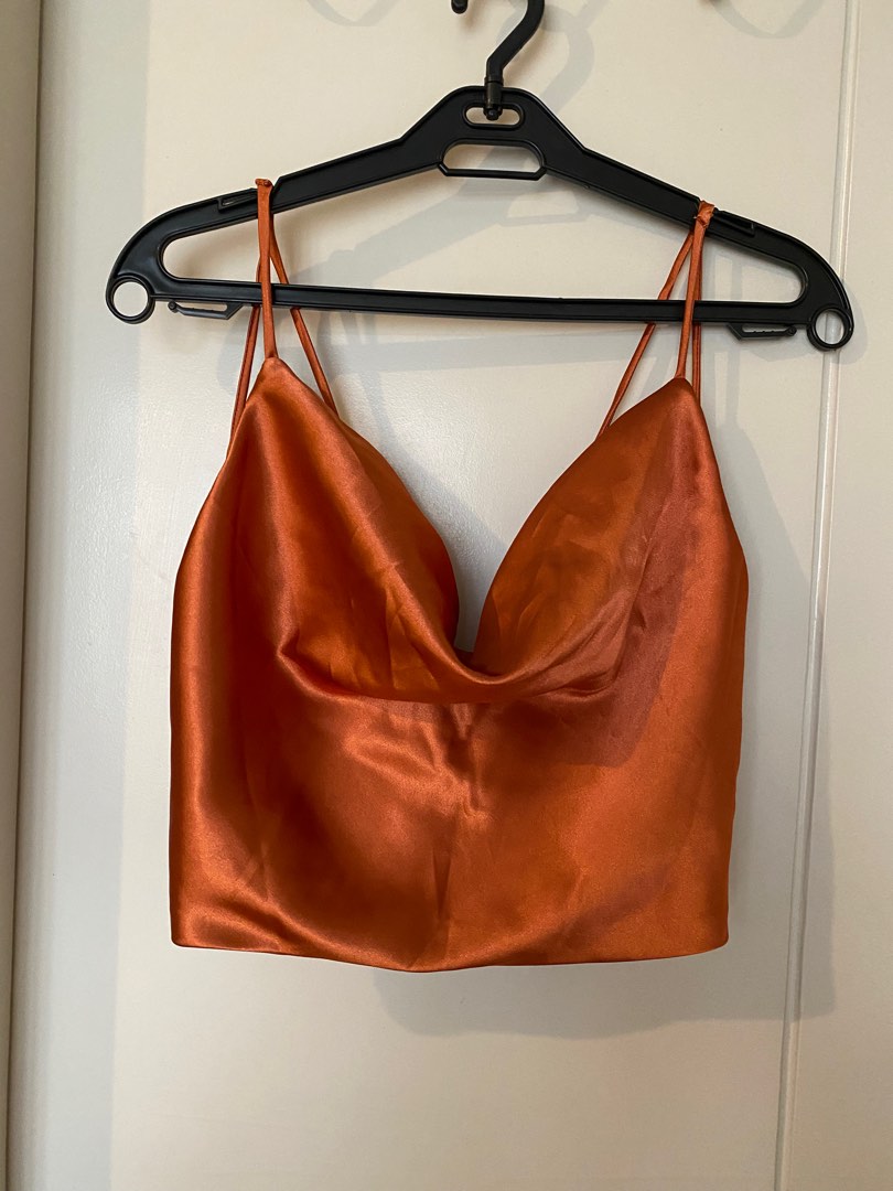 Custom Rust Satin top, Women's Fashion, Tops, Sleeveless on Carousell