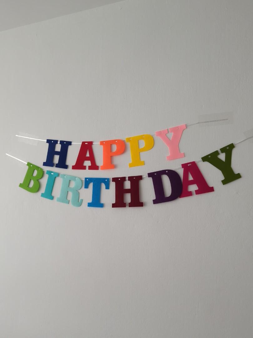 Felt happy birthday decoration, Hobbies & Toys, Stationery & Craft ...
